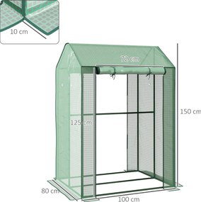 Skleník Skleníkový chladicí rám, odolný proti povětrnostním vlivům, rolovací dveře, 100 cm x 80 cm x 150 cm, zelený