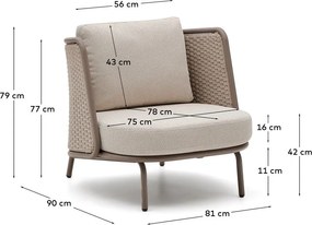 Krémové/taupe polstrované zahradní křeslo Sedalis – Kave Home