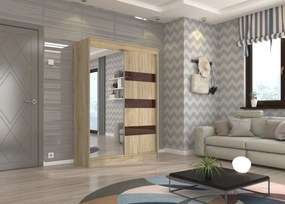 ADRK Furniture Posuvná skříň se zrcadlem a lacobelem TOURA 150 SW-TOU-S+CHL-150+A537
