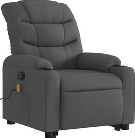 Zvedací masážní polohovací křeslo tmavě šedé textil 3206655