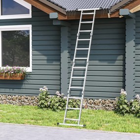 Hliníkový kloubový žebřík, 3,5 m žebřík, stříbrný