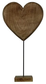 Dekorace srdce z mangového dřeva na podstavci - 27cm