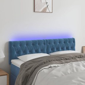 Čelo postele s LED tmavě modré 160 x 7 x 78/88 cm samet 3122006