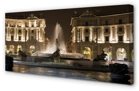 Obrazy na plátně Rome Fountain Square v noci 120x60 cm