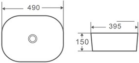 Hydroland Keramické umyvadlo na desku Aurora 49x39,5 cm, bílé