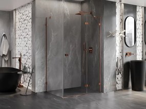 Mexen Lunar, pravostranný výklopný sprchový kout 70 x 90 cm, 8mm čiré sklo, růžové zlato profil, 834-070-090-60-00-P