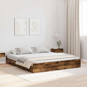Rám postele s úložným prostorem s čelo Kouřový dub 200 x 200 cm 3335265