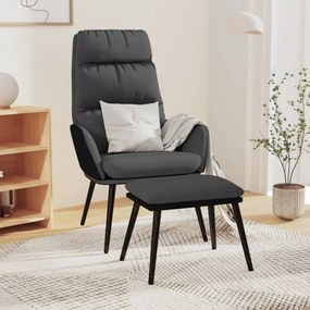 Relaxační křeslo se stoličkou tmavě šedé textil a umělá kůže 3097507