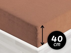 Froté napínací prostěradlo na extra vysokou matraci FR-023 Oříškově hnědé 80 x 200 - výška 40 cm