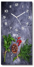 Wallmuralia Nástěnné hodiny Bylinky a koření 30x60 cm