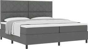 Postel s boxspringem s čelo Tmavě šedá 200 x 200 cm textil 3339491
