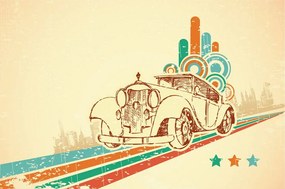 Samolepící tapeta auto s vintage pozadím