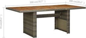 vidaXL Zahradní stůl polyratan a masivní akáciové dřevo [313314] Barva: Hnědá