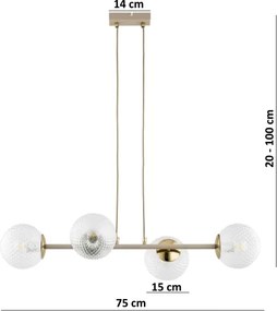 Brilagi - Lustr na lanku STELLA 4xE27/60W/230V béžová/zlatá
