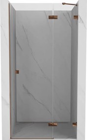 Mexen Lunar, výklopné pravé sprchové dveře 80 cm, 8mm čiré sklo, růžové zlato profil, 834-080-000-60-00-P