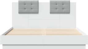 Rám postele s čelem a LED osvětlením bílý 150 x 200 cm 3210003