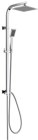 Mereo Sprchový set Quatro s tyčí, hadicí, ruční a talíř. hranatou sprchou, šedá CBQ60101SPN