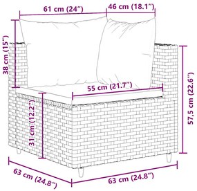 4Dílná Zahradní Sedací Souprava S Poduškami Šedá Polyratan - Šedá a modrá / 4