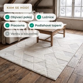 Angel Carpet, Kusový koberec Aurora 11 White, 60x110, bílá, kancelář