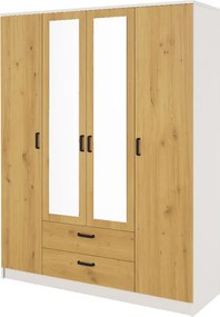 Skříň se zrcadlem 4d2s bílá / dub artisan Kami
