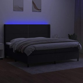 Box spring postel s matrací a LED černá 200x200 cm textil 3138263