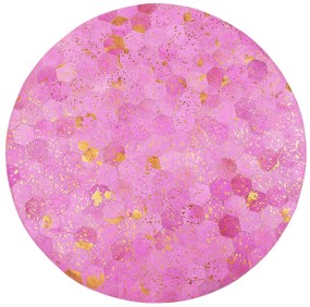 Kožený koberec růžový ⌀ 140 cm ZEYTIN Beliani
