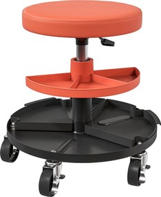 HOMCOM Pojezdný pracovní stolička, mechanická stolička s nastavitelnou výškou 40-51 cm, 2 odkládací plochy na nástroje, otáčecí sedadlo s max. zatíže…
