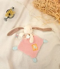 Doudou Dárková sada růžová Králíček Ciboulette s chrastítkem 21 cm / o