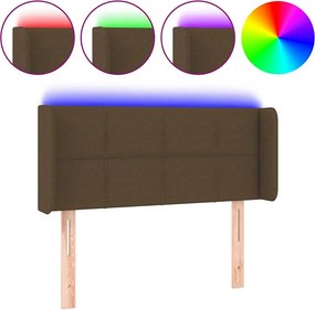 Čelo postele s LED tmavě hnědé 83 x 16 x 78/88 cm textil 3123213