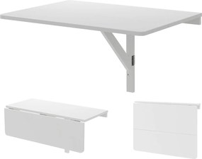 Costway Nástěnný skládací stůl šetřící prostor Skládací – 80 × 60 cm, bílý