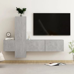 3dílný set TV skříněk betonově šedý kompozitní dřevo 3079076