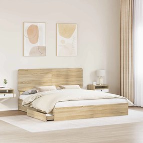 Postel s úložným prostorem se zásuvkou Sonoma dub 180 x 200 cm 3412660