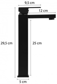 Erga Gappo, vysoká umyvadlová baterie h-296, černá matná, ERG-YKA-BU.GAPPO 36-BLK