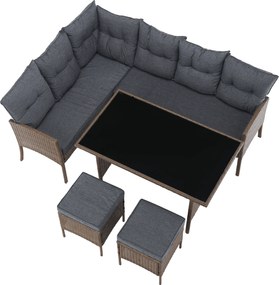 Zahradní ratanový set, přírodní/světle šedá, RANDI
