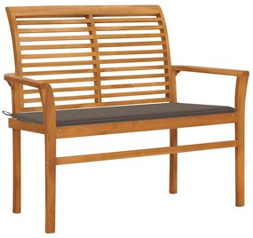 Zahradní lavice s taupe poduškou 112 cm masivní teak 3062657