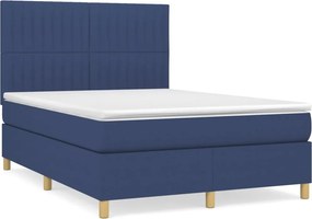 Box spring postel s matrací modrá 140x190 cm textil 3142495