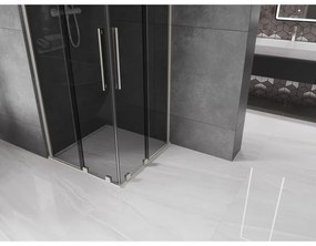 Mexen Velar Duo, sprchový kout s posuvnými dveřmi 80 x 80 cm, 8mm šedé sklo, broušená ocel, 871-080-080-42-97