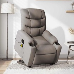 Elektrické zvedací masážní polohovací křeslo taupe textil 3206679