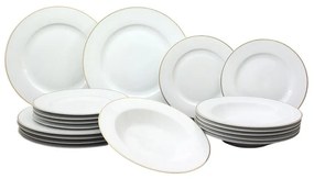 Jídelní sada talířů 18 ks bílá/zlatá