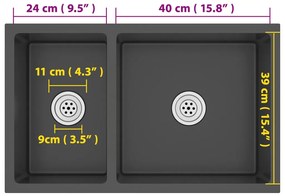 vidaXL Marketos Kuchyňský dřez černý nerezová ocel