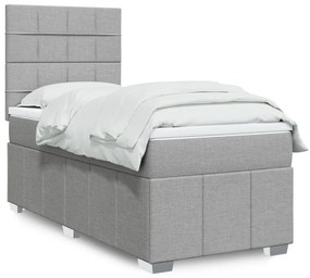Box spring postel s matrací světle šedý 100 x 200 cm textil 3291579