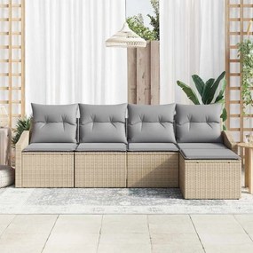 Set pohovek 5 ks Béžová a Světle šedá polyratan 3355349