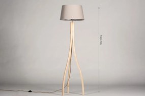 Stojací designová lampa Arbon Dark Taupe and Natur Wood