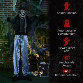 HOMCOM Halloween duch, Halloween dekorace, zvuková funkce, s pohybovým senzorem a LED světly, 101 cm x 64 cm x 178 cm