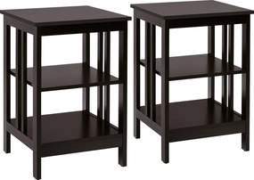 Costway Noční stolek 3 úrovně Sada 2 odkládacích stolků Noční skříňka do ložnice