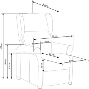 HALMAR AGUSTIN polohovací křeslo šedé