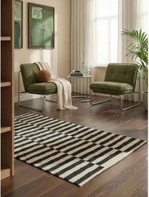 Černo-bílý oboustranný ručně tkaný vlněný koberec 120x180 cm Donna – Hanse Home