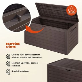 Úložný box WOODEBOX, 280L, 120x46x57cm, tmavě hnědá Prosperplast