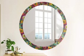 Kulaté dekorativní zrcadlo Ručně -nakládané květiny fi 100 cm