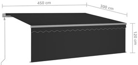vidaXL Marketos Automatická markýza roleta LED senzor větru 4,5x3 m antracitová